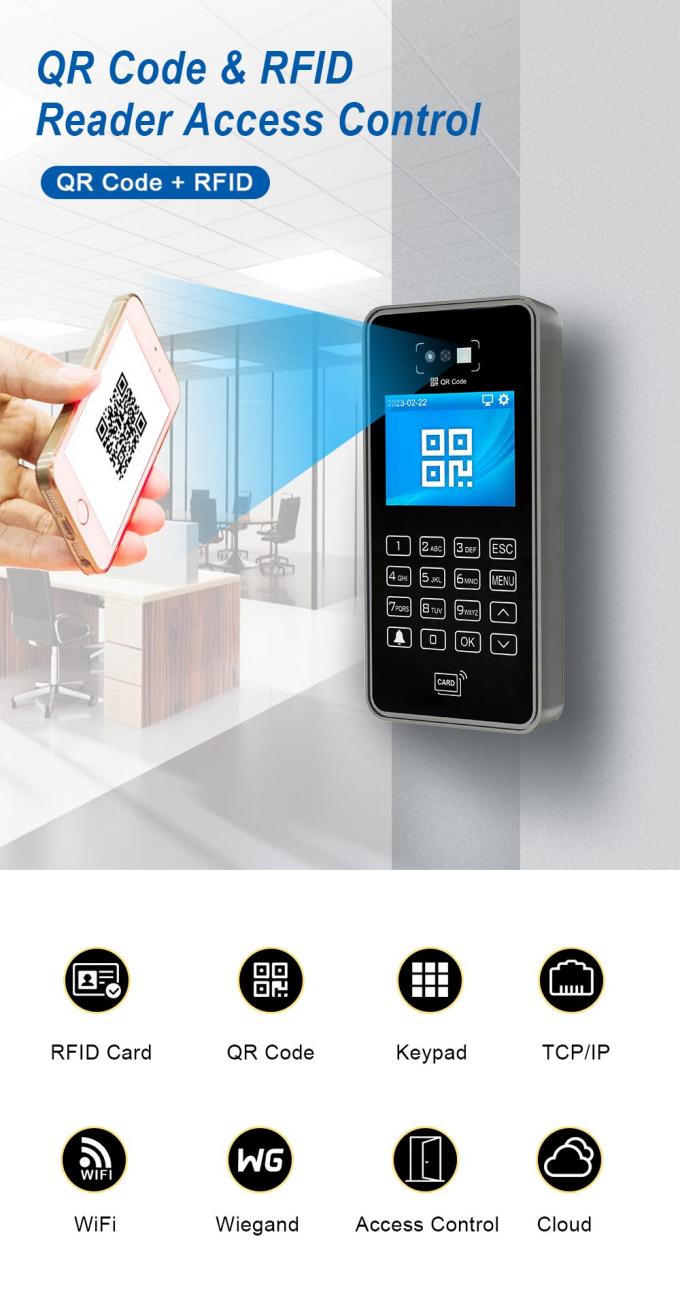 TCP/IP 26/34 Lector de código QR Sistema de control de acceso a la puerta Wifi Wiegand
